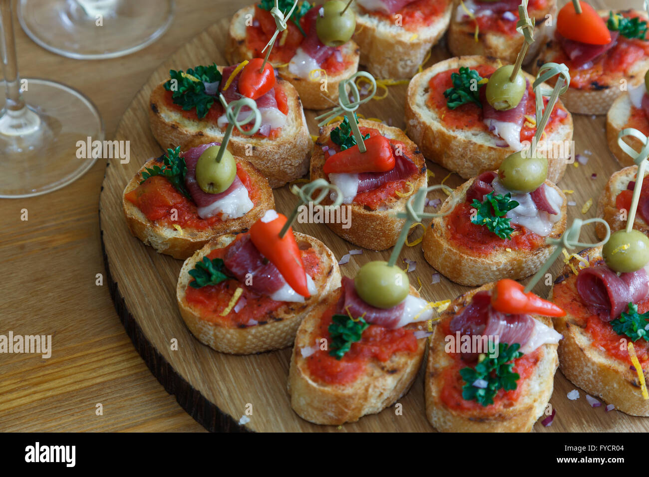 pinchos, tapas, spanish canapes, party finger food Stock Photo - Alamy