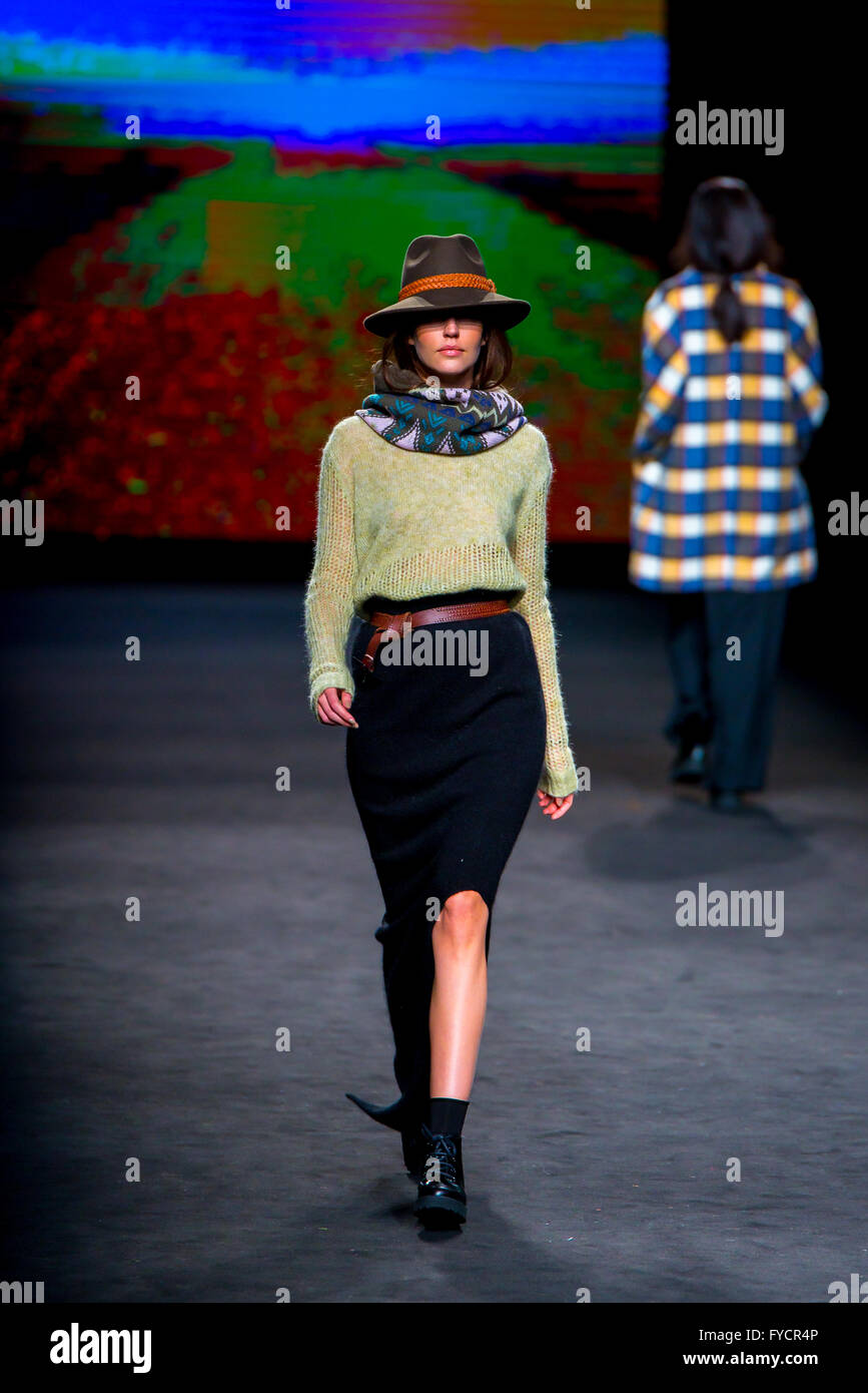 BARCELONA - FEB 4: Clara Alonso (model) walks the runway for the Yerse ...