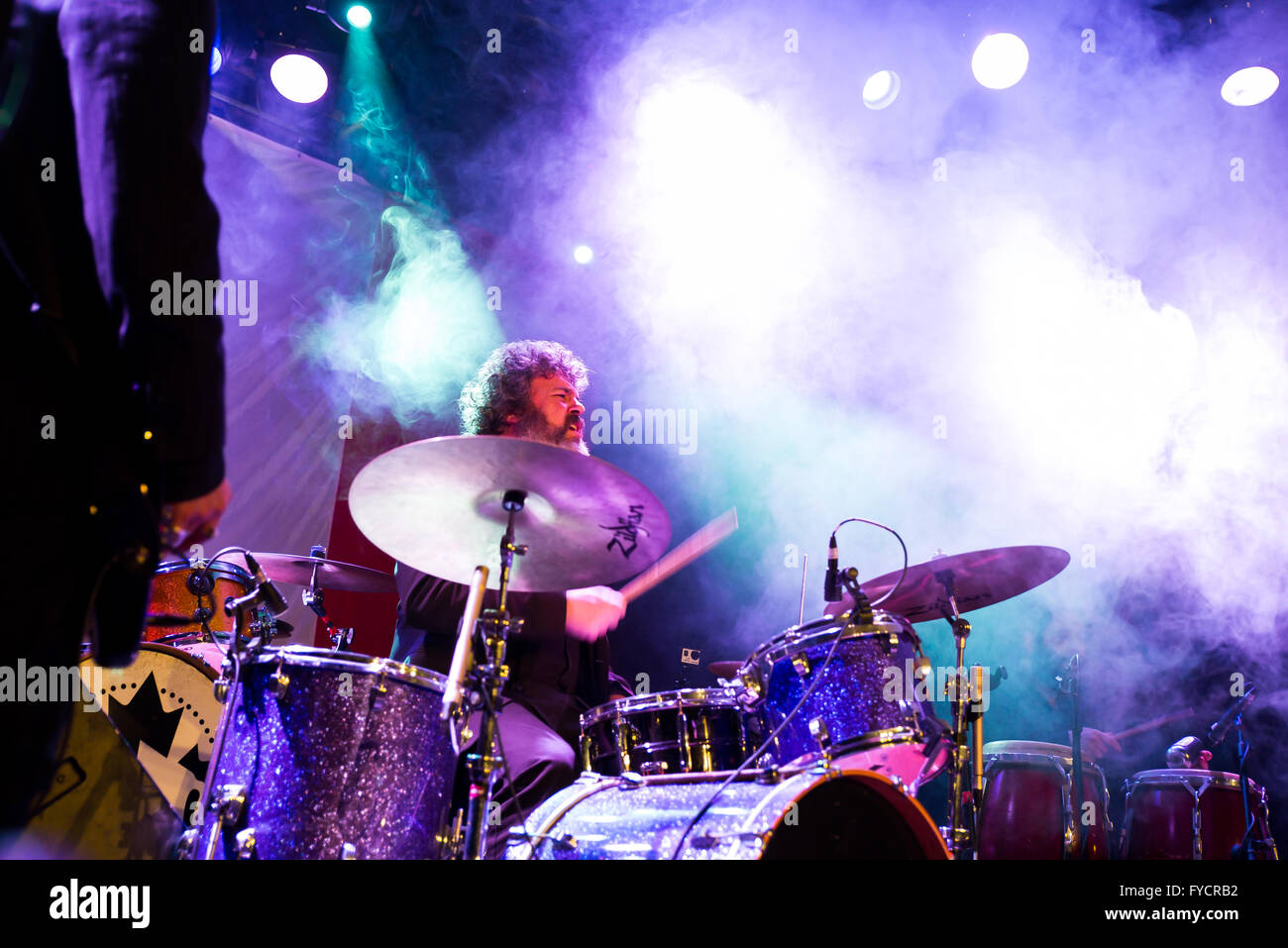 BARCELONA - FEB 20: Drummer of Mi Capitan (band) performs at Bikini ...