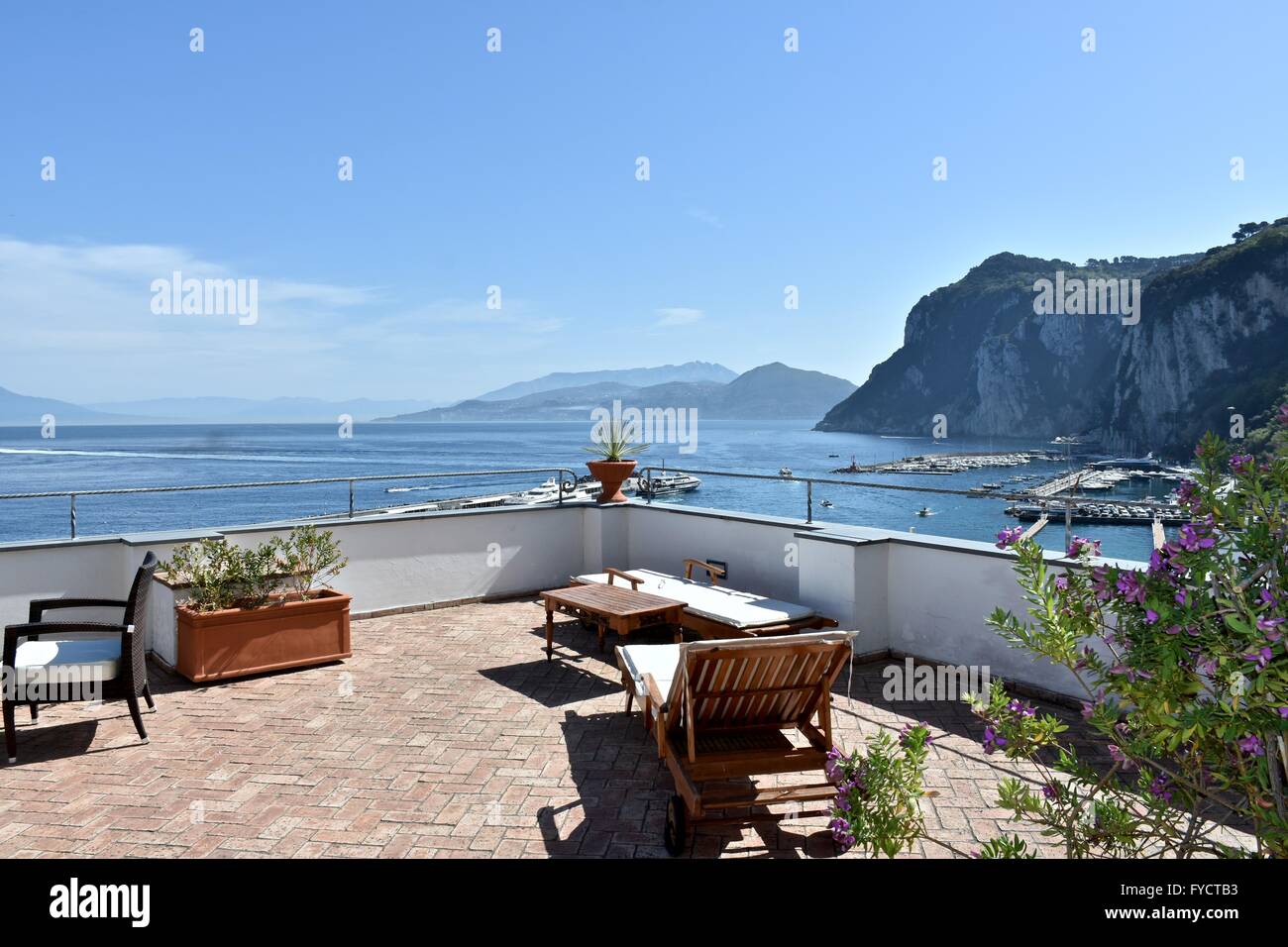 Overlooking the island of Capri from a rooftop balcony Stock Photo - Alamy