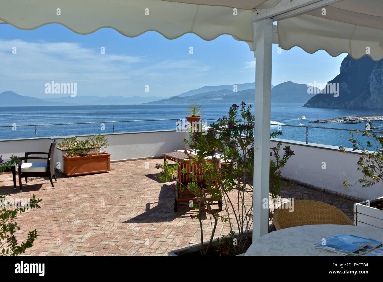 Overlooking the island of Capri from a rooftop balcony Stock Photo - Alamy