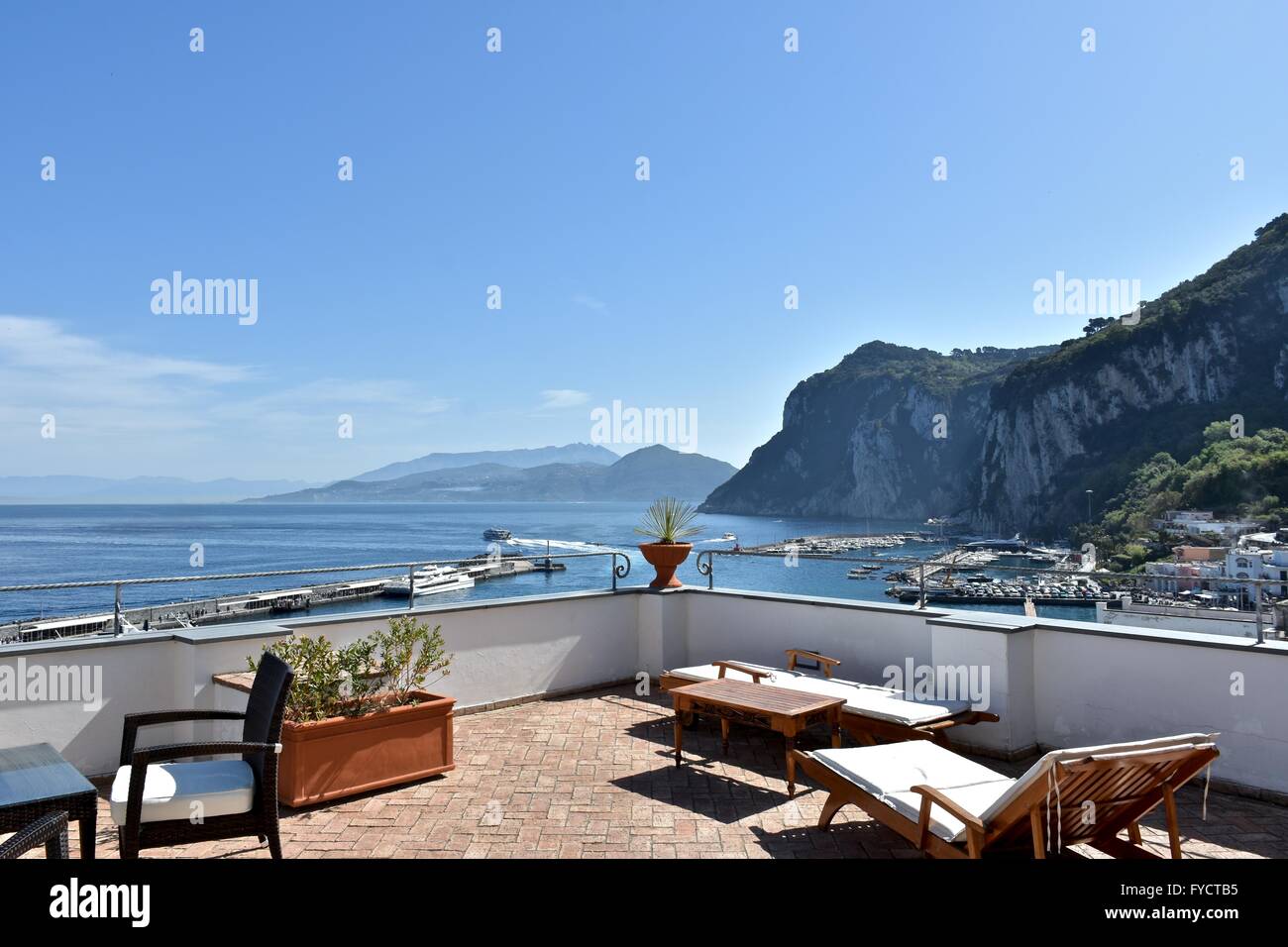 Overlooking the island of Capri from a rooftop balcony Stock Photo - Alamy
