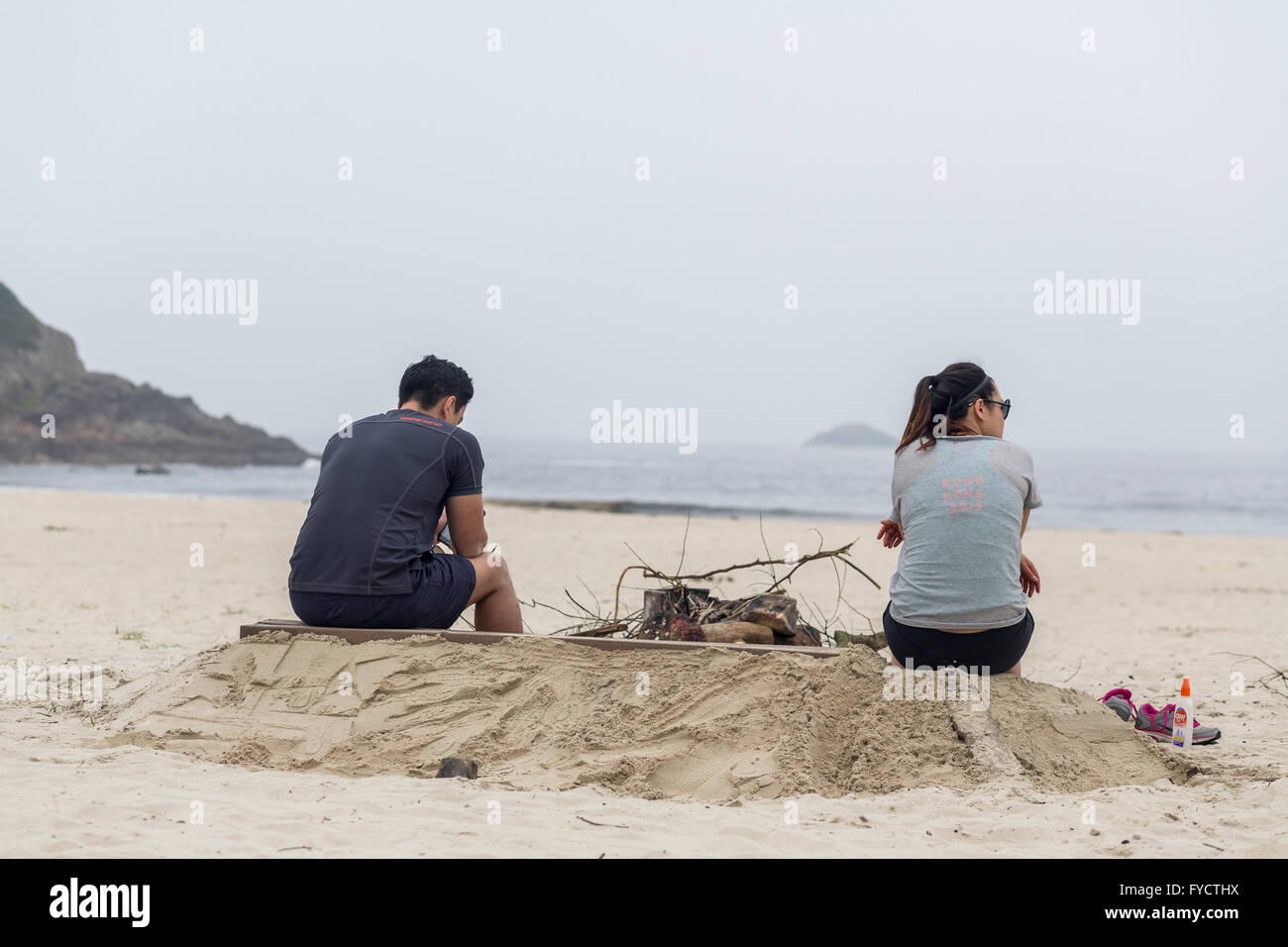 Young adults go hiking and camping in Tai Long Wan, next to Ham Tim ...