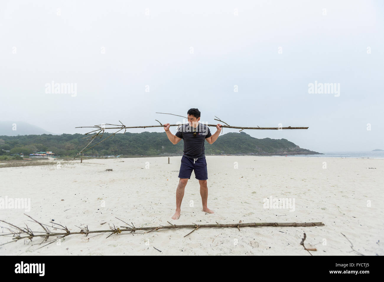 Young adults go hiking and camping in Tai Long Wan, next to Ham Tim ...