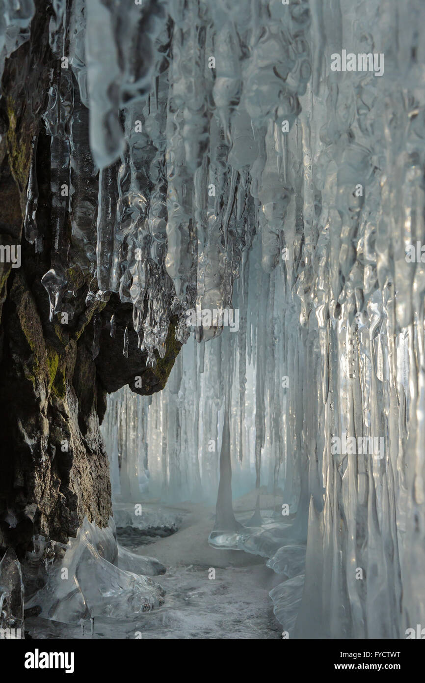 Ice stalactites and stalagmites in the rock Stock Photo - Alamy
