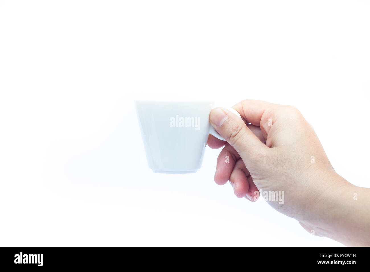 Woman hands holding coffee cup on white background Stock Photo - Alamy