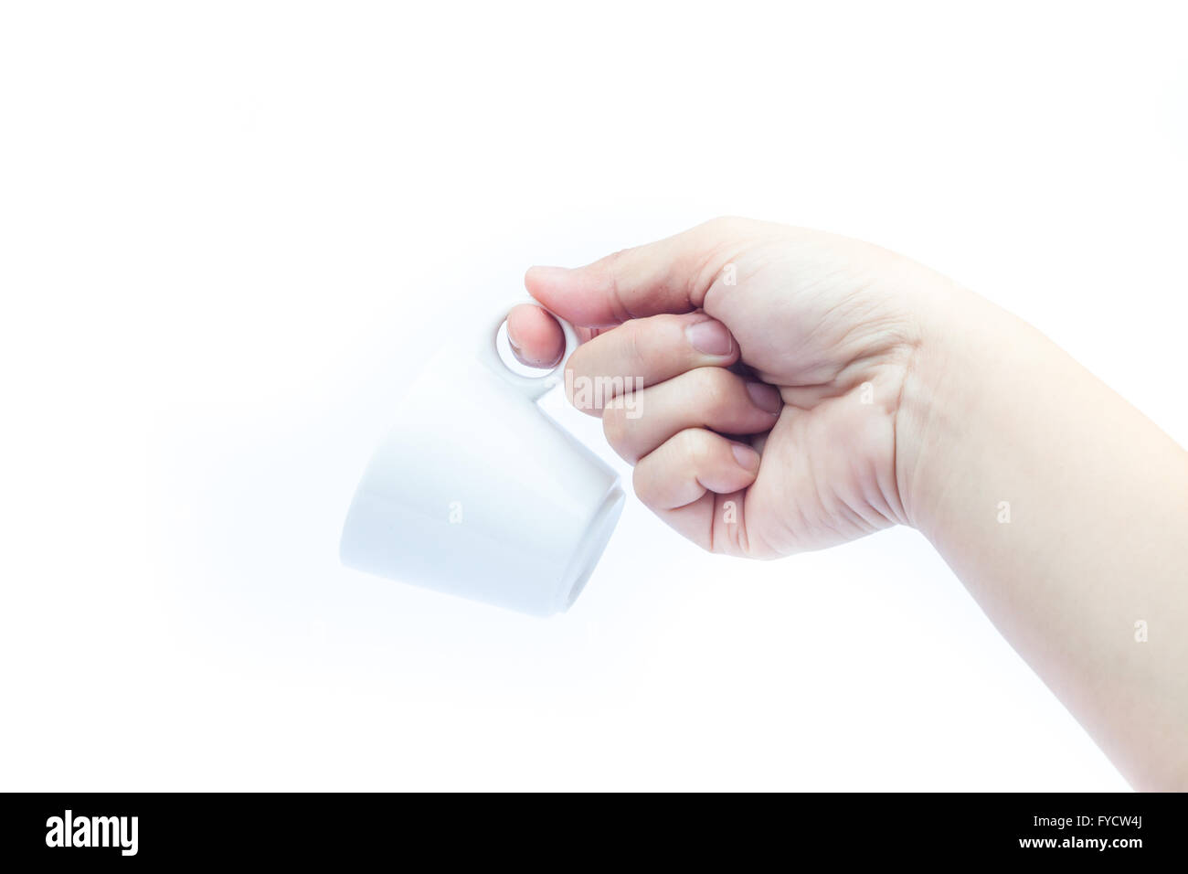 Woman hands holding coffee cup on white background Stock Photo - Alamy