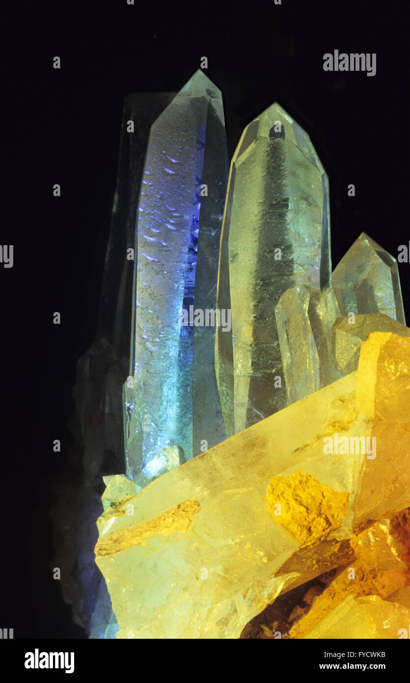 Rock crystal in colored light Stock Photo - Alamy
