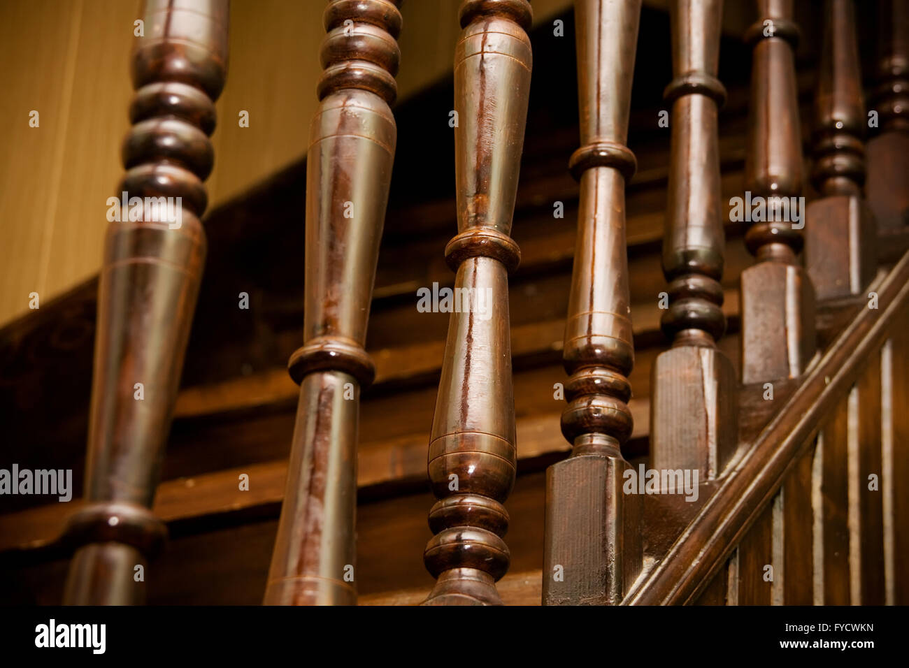 Wooden banister of home interior Stock Photo - Alamy