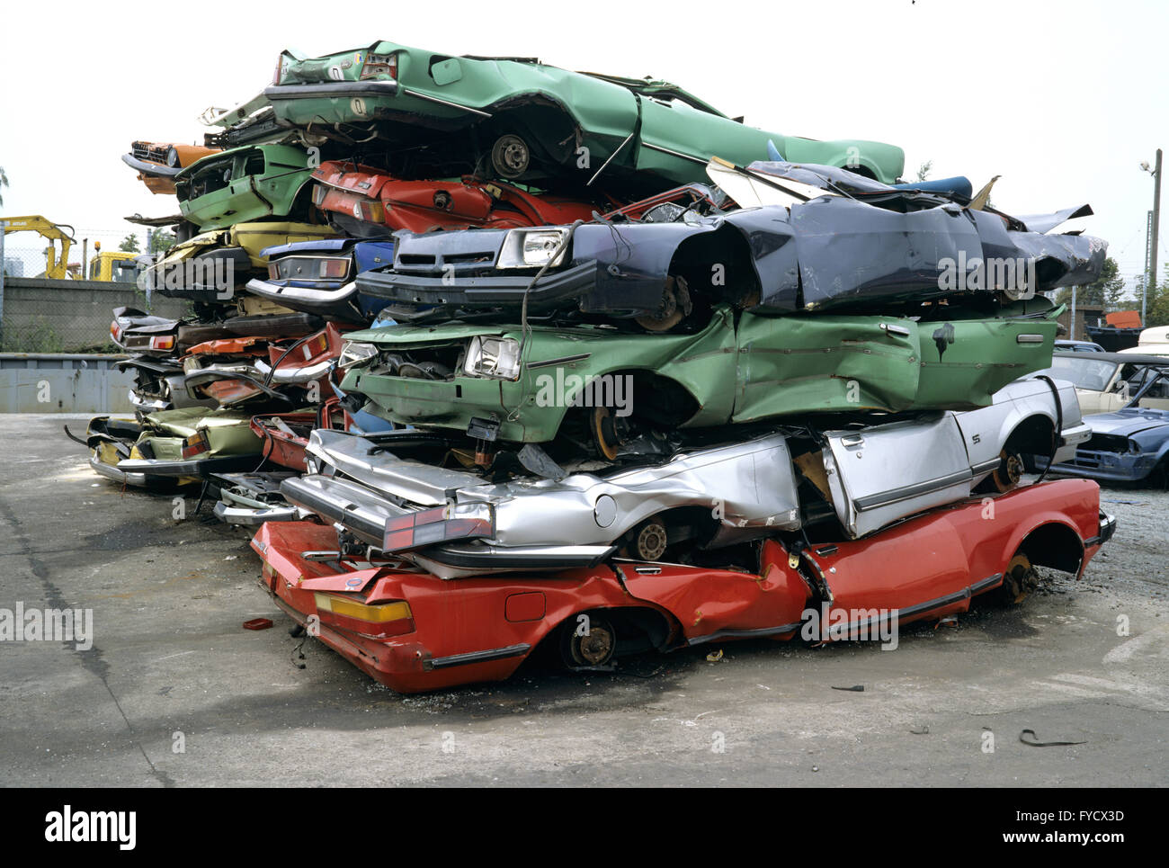 Stacked scrap cars Stock Photo - Alamy