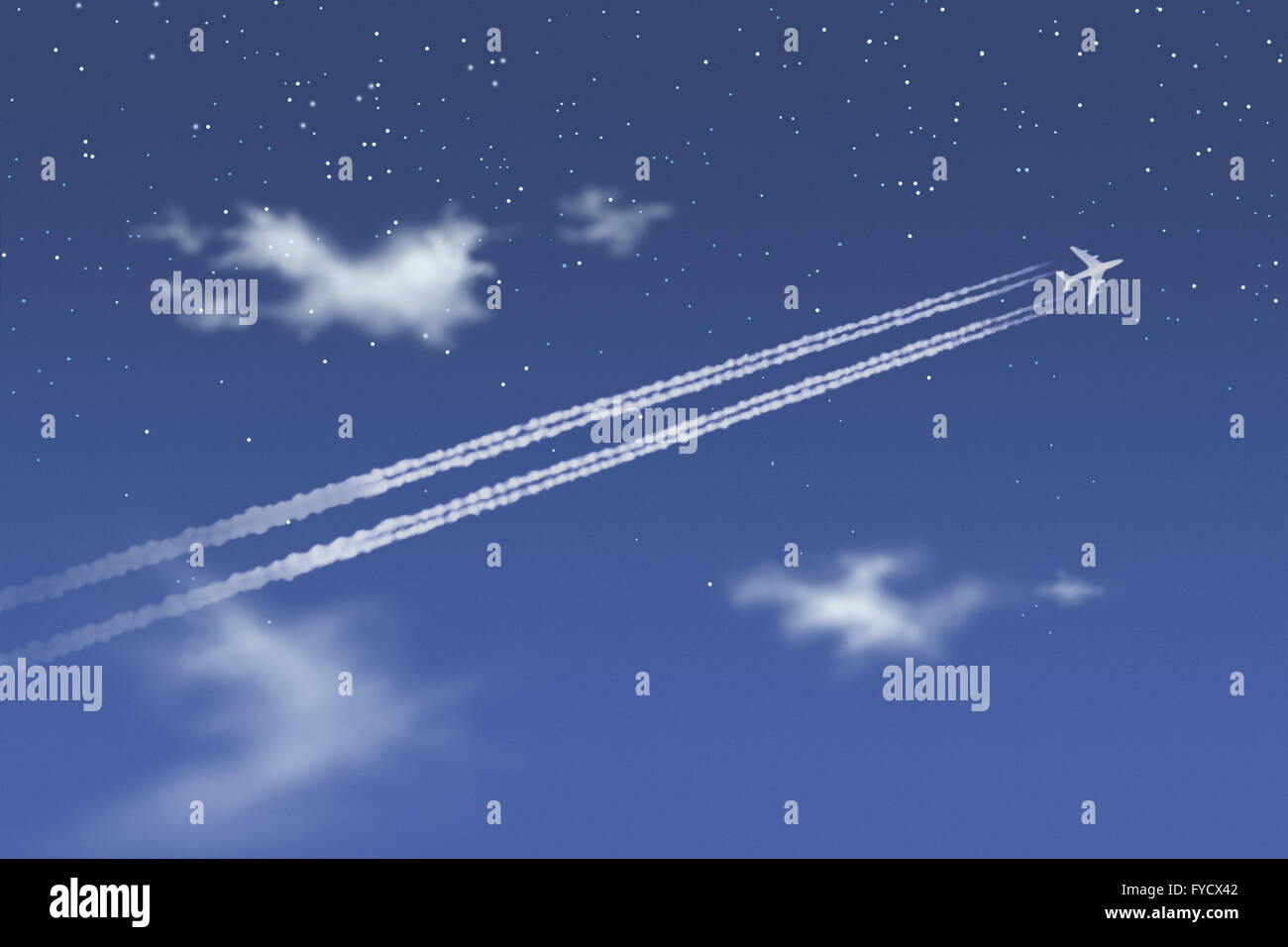 Aircraft with contrails Stock Photo - Alamy