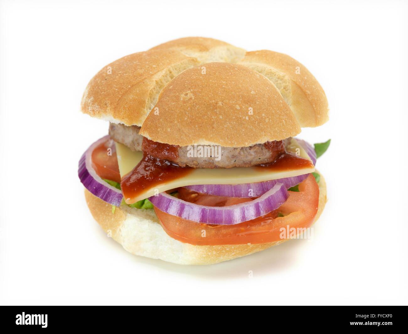 Burger classic juicy made Cut Out Stock Images & Pictures - Alamy