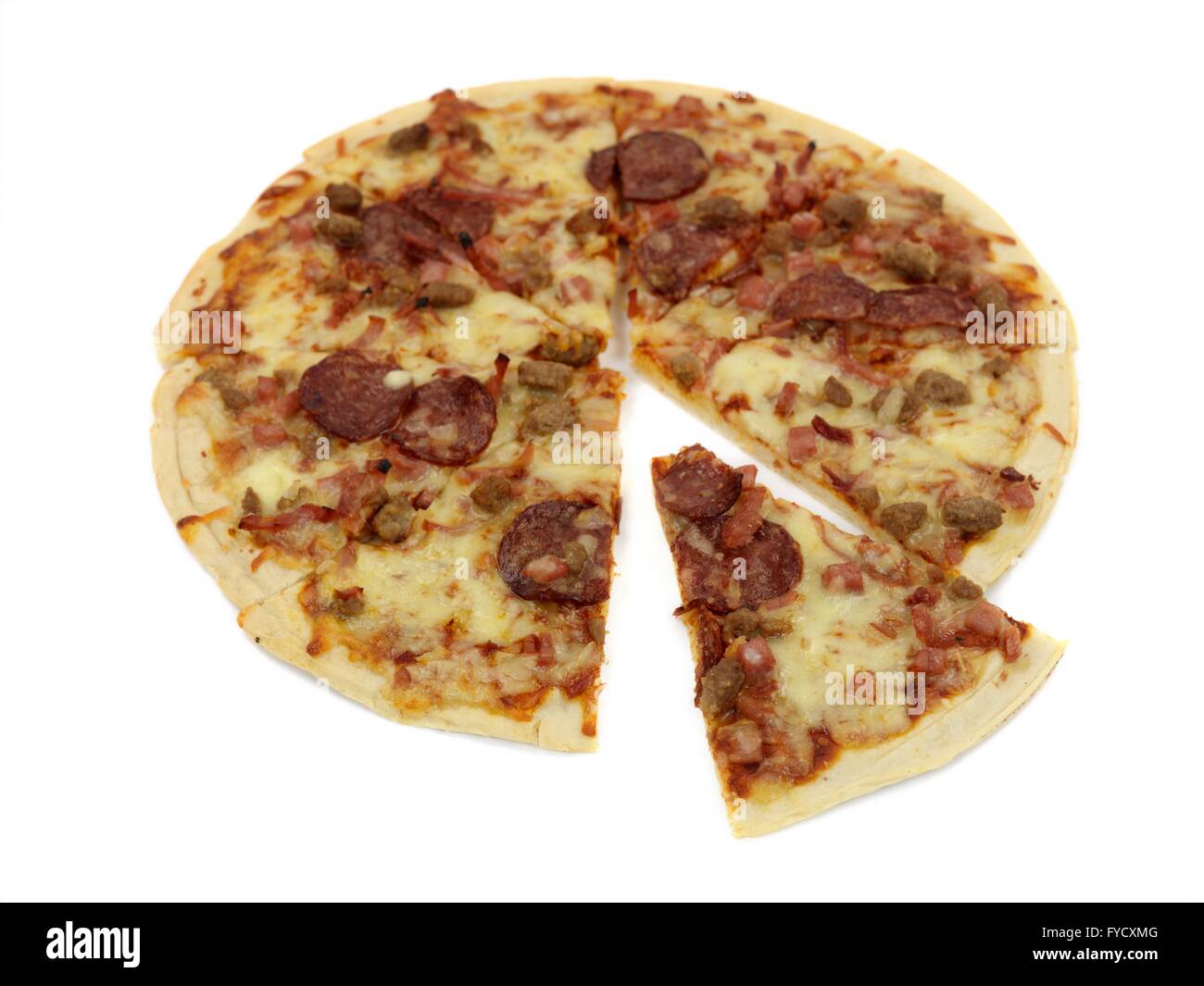 Fresh pizza isolated against a white background Stock Photo - Alamy