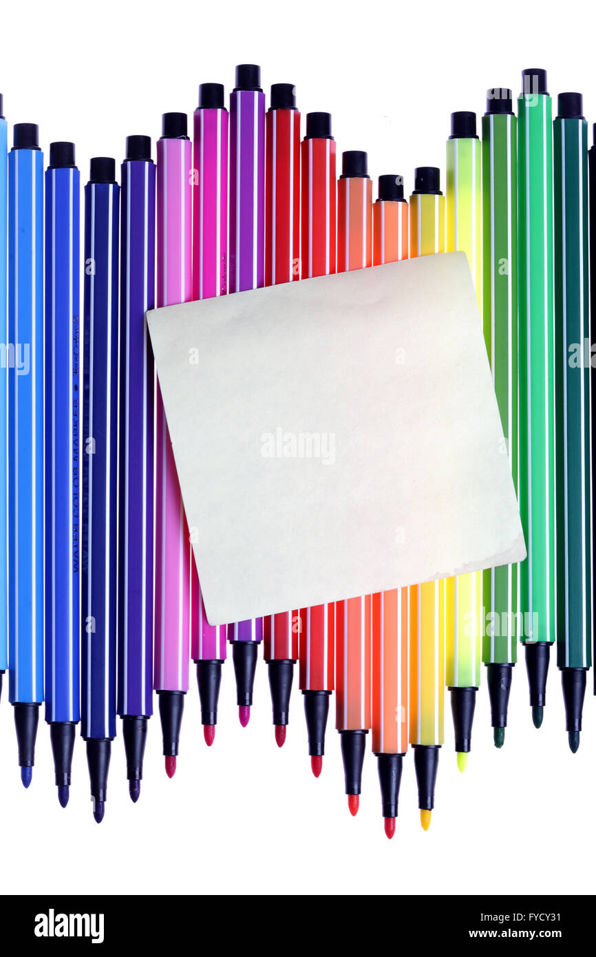 many colorful pens Stock Photo - Alamy