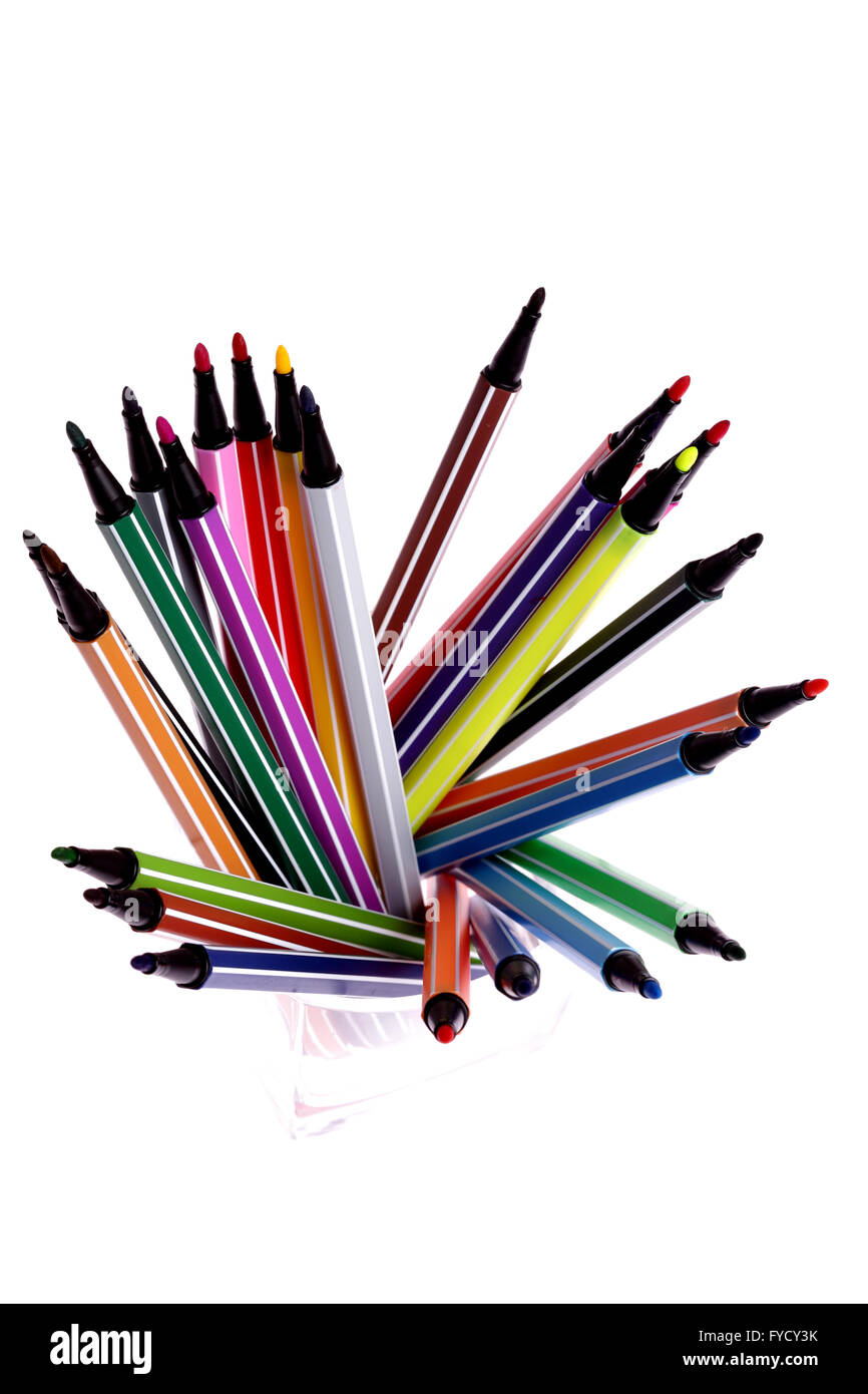 Row of colorful pens Cut Out Stock Images & Pictures - Alamy