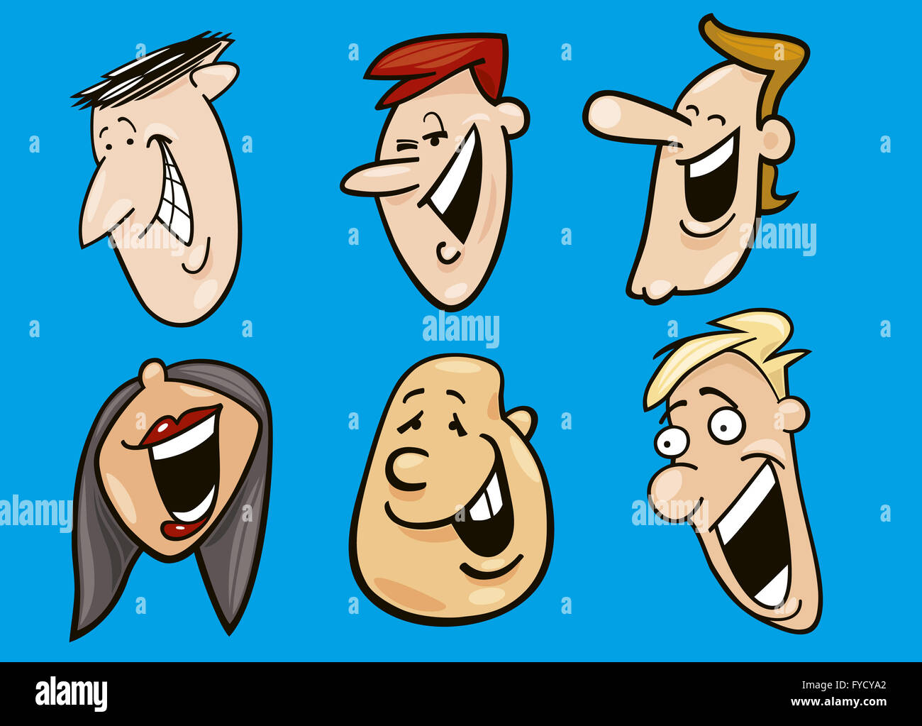 Set of happy faces Stock Photo - Alamy