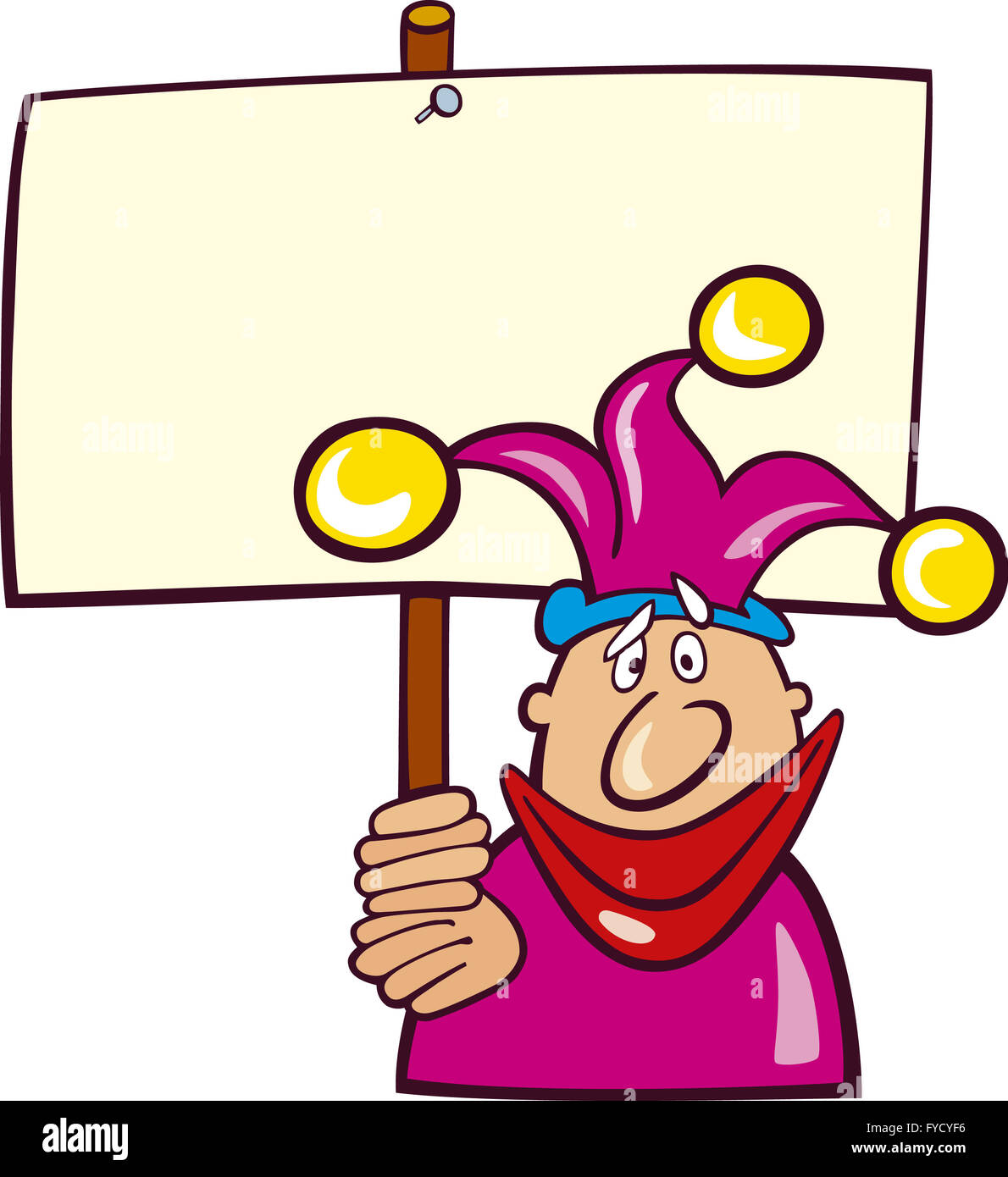 Funny Jester with Board Stock Photo - Alamy