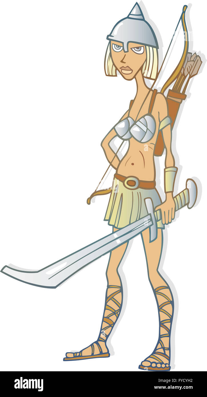 Woman bow arrow drawing Cut Out Stock Images & Pictures - Alamy