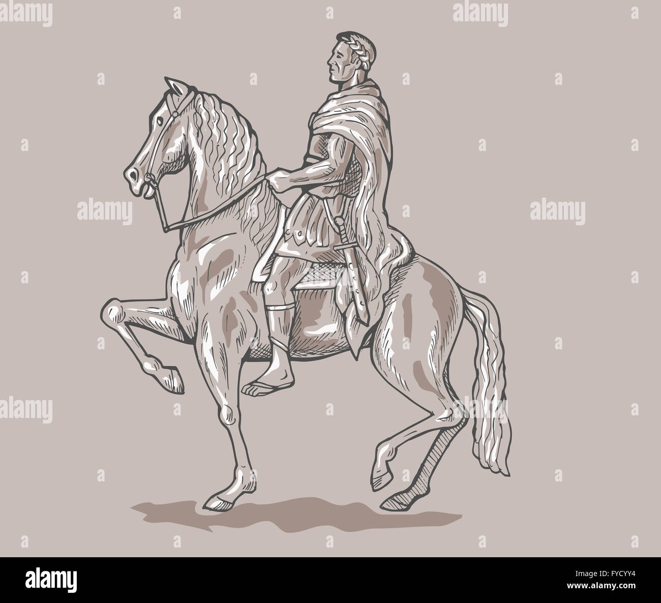 Roman emperor soldier riding horse Stock Photo - Alamy