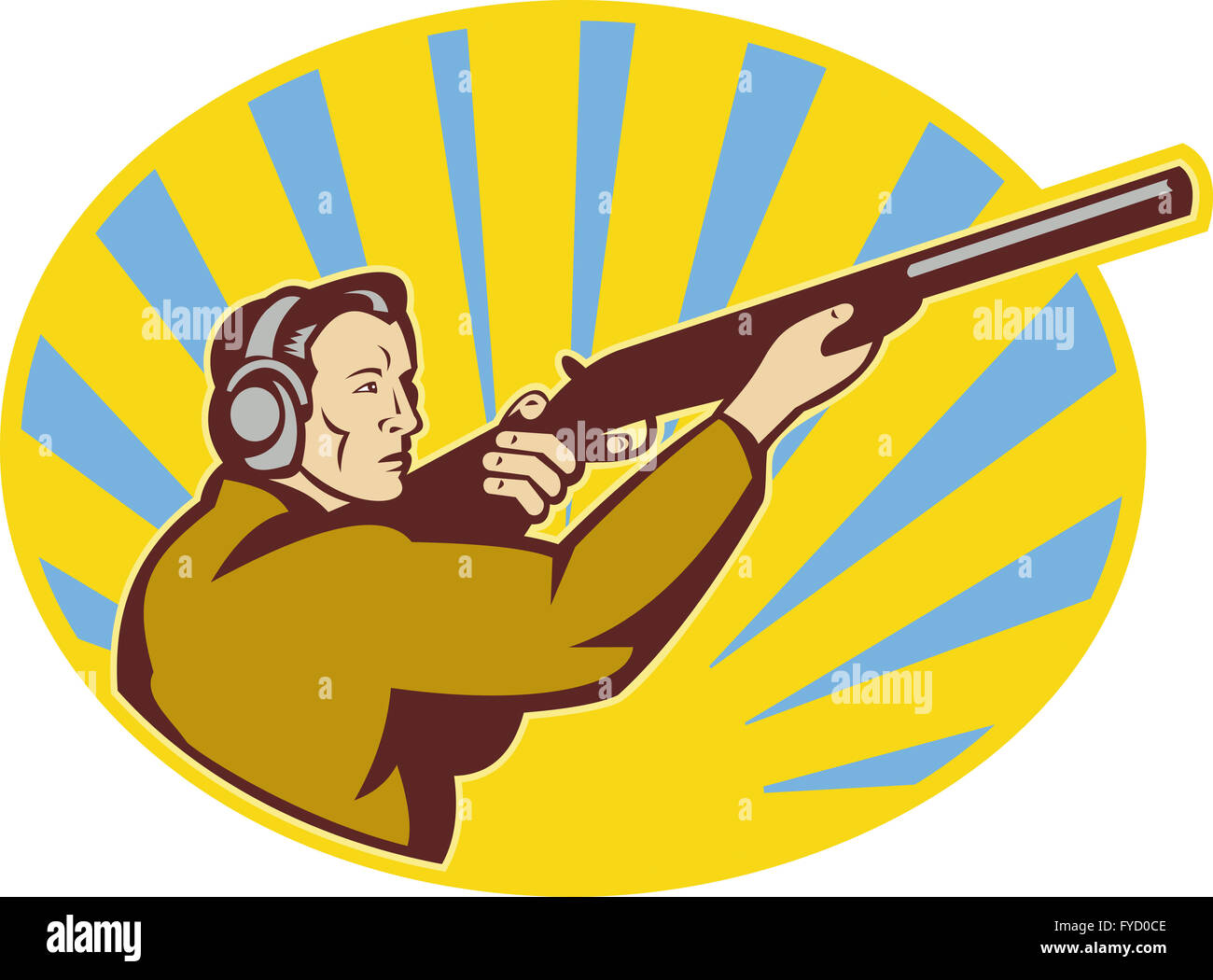Hunter aiming rifle shotgun side view Stock Photo - Alamy