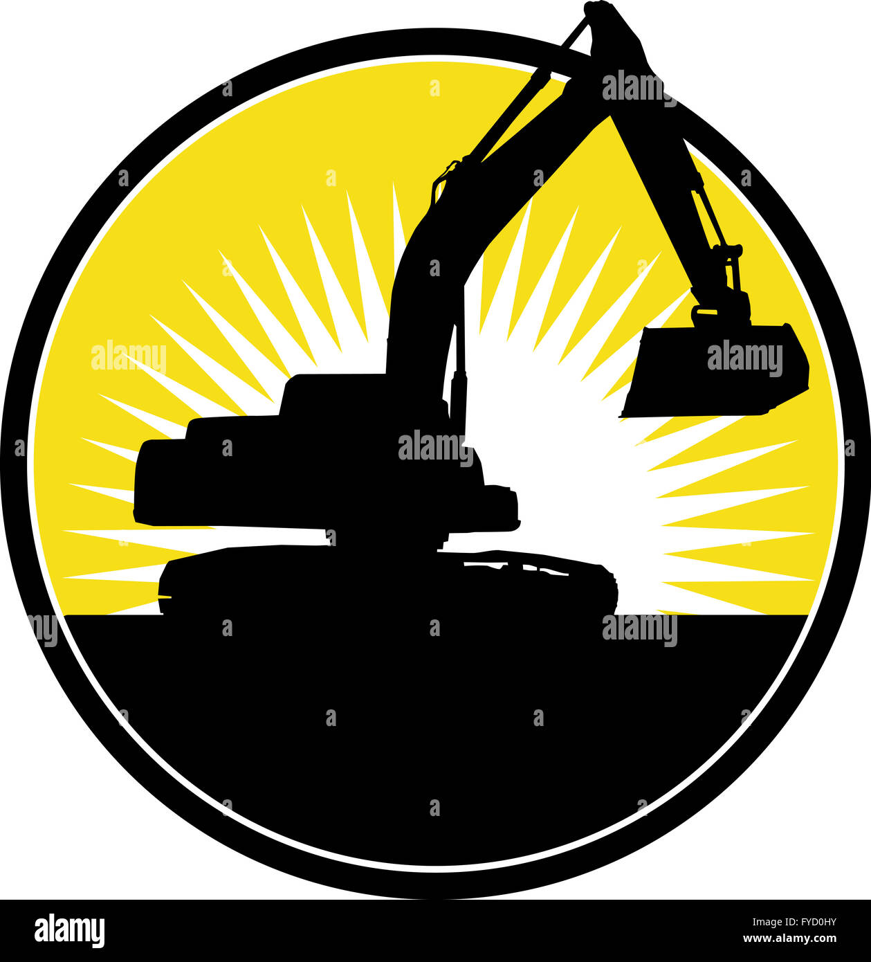 Mechanical digger excavator silhouette hi-res stock photography and ...
