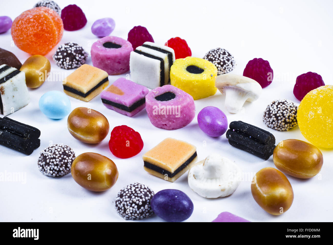 Many candy on white background.Fruit snacks Stock Photo - Alamy