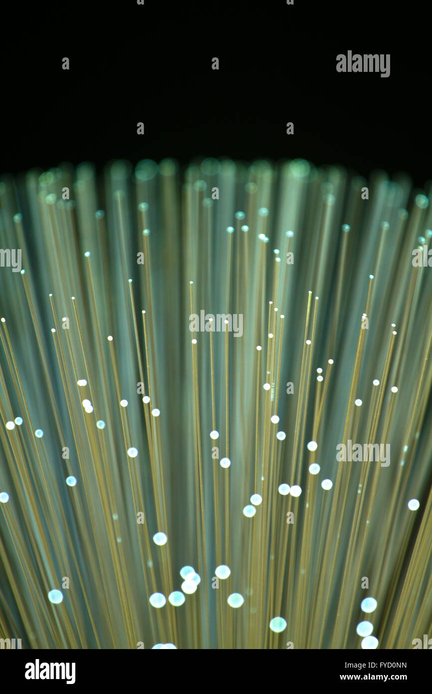 Fiber optics close-up, modern computer communication technology Stock ...