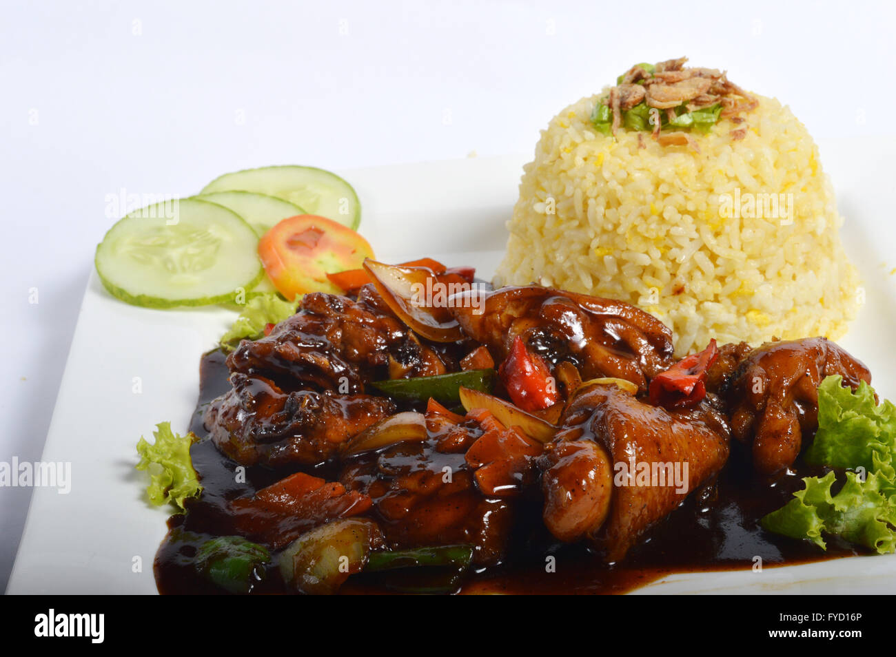 Nasi lemak, Asian traditional rice meal on white table Stock Photo - Alamy