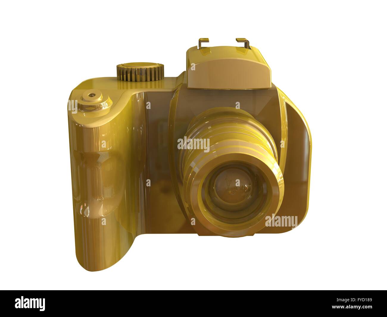 Gold DSLR camera isolated on white Stock Photo - Alamy