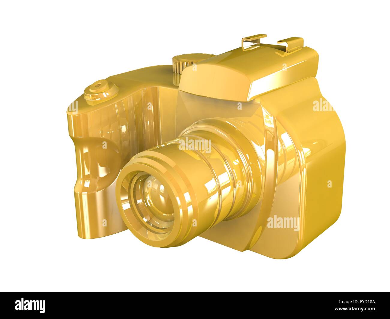 Gold DSLR camera isolated on white Stock Photo - Alamy
