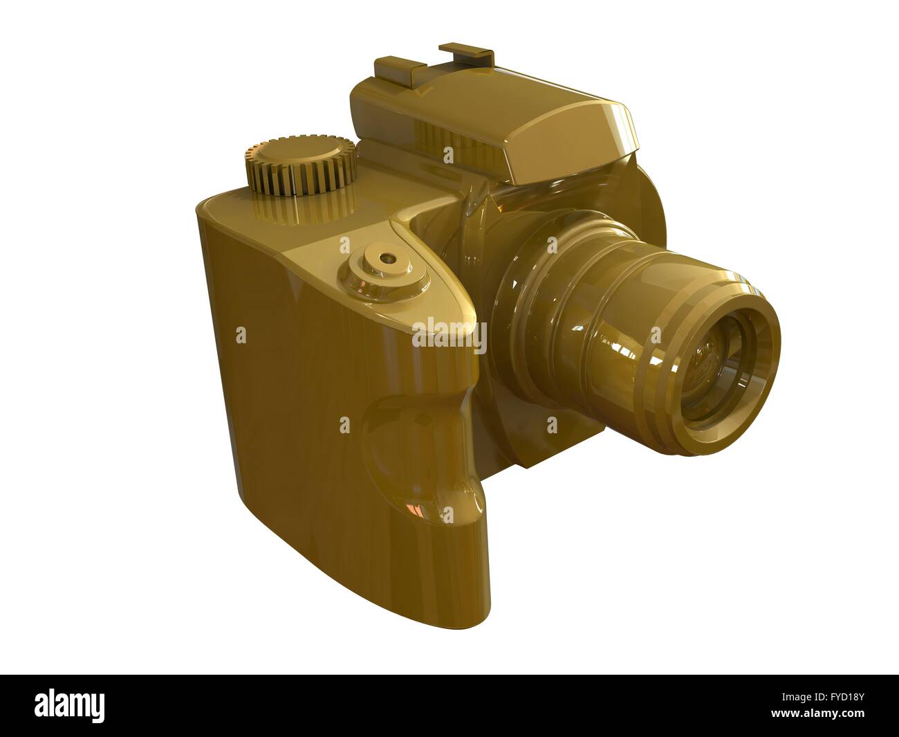 Gold DSLR camera isolated on white Stock Photo - Alamy