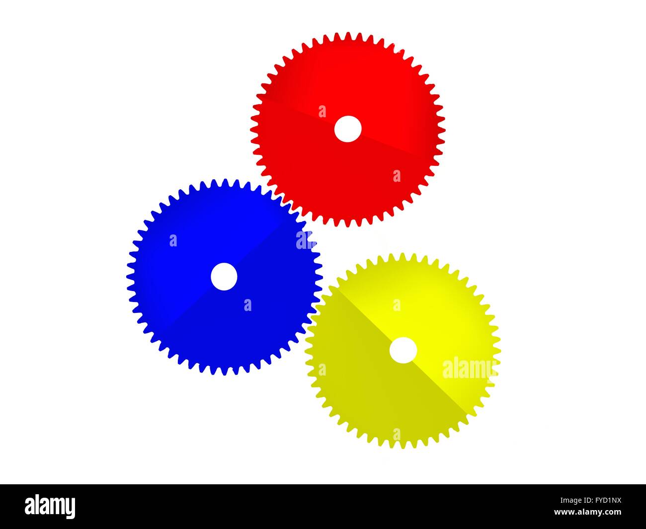 Colored vector illustrations of gears isolated on white Stock Photo - Alamy