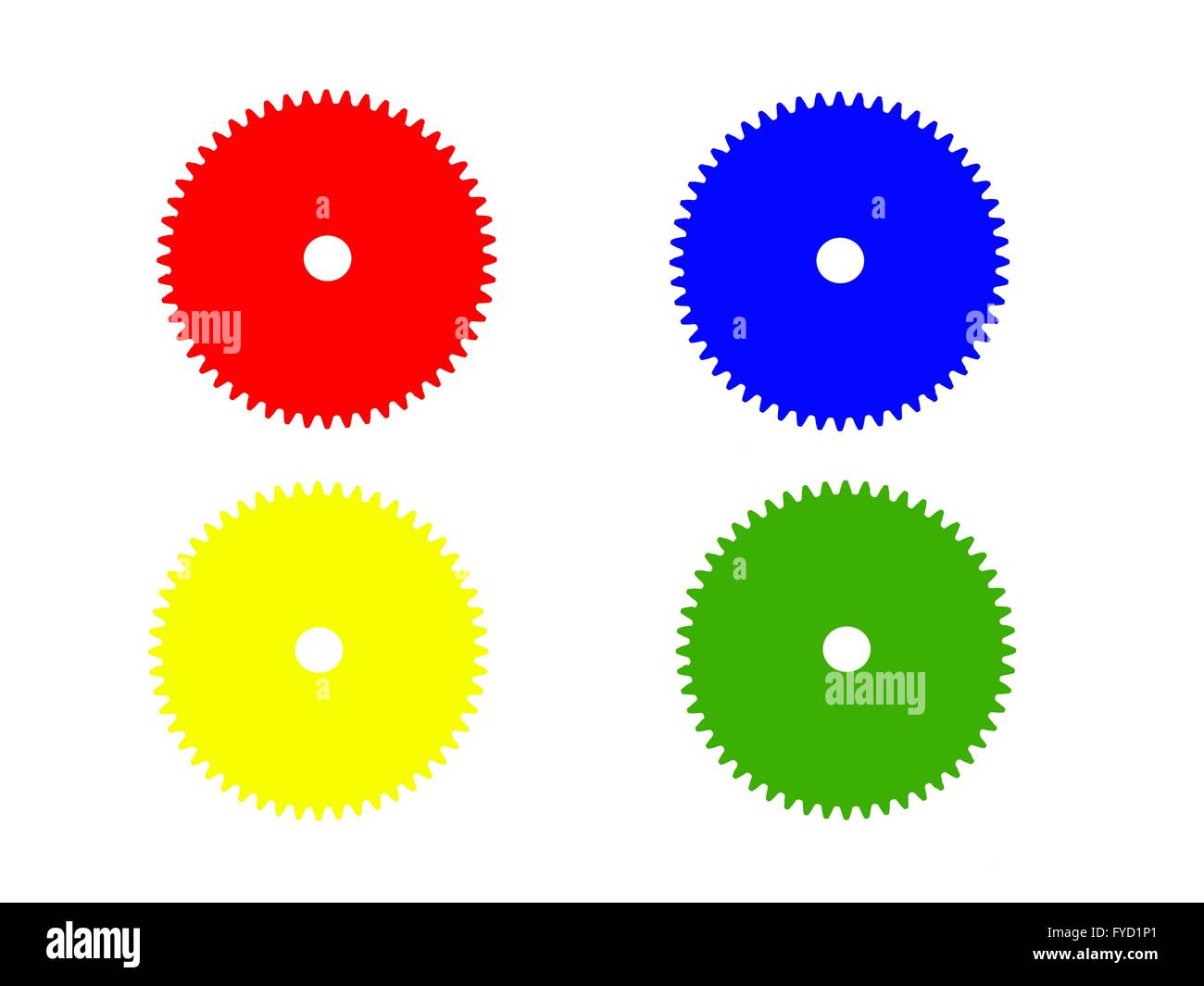 Colored vector illustrations of gears isolated on white Stock Photo - Alamy