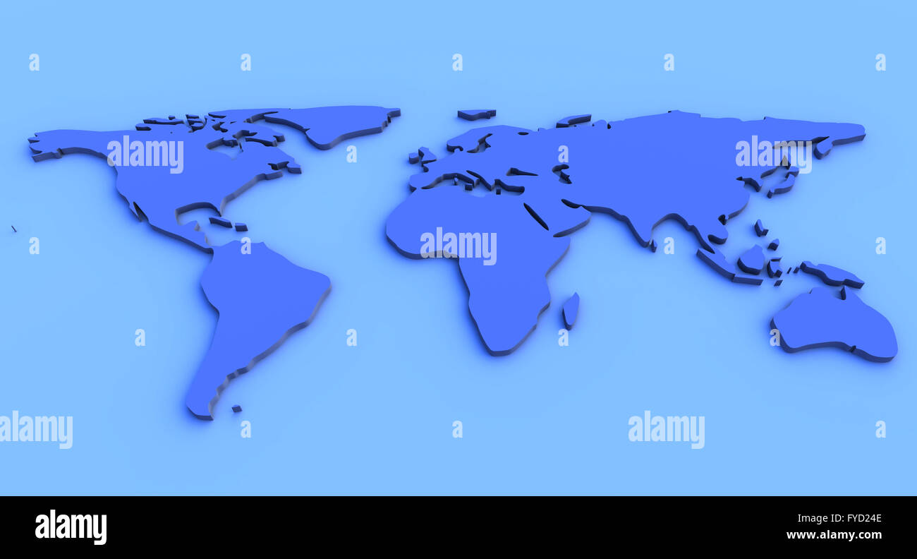 3D World map Stock Photo - Alamy