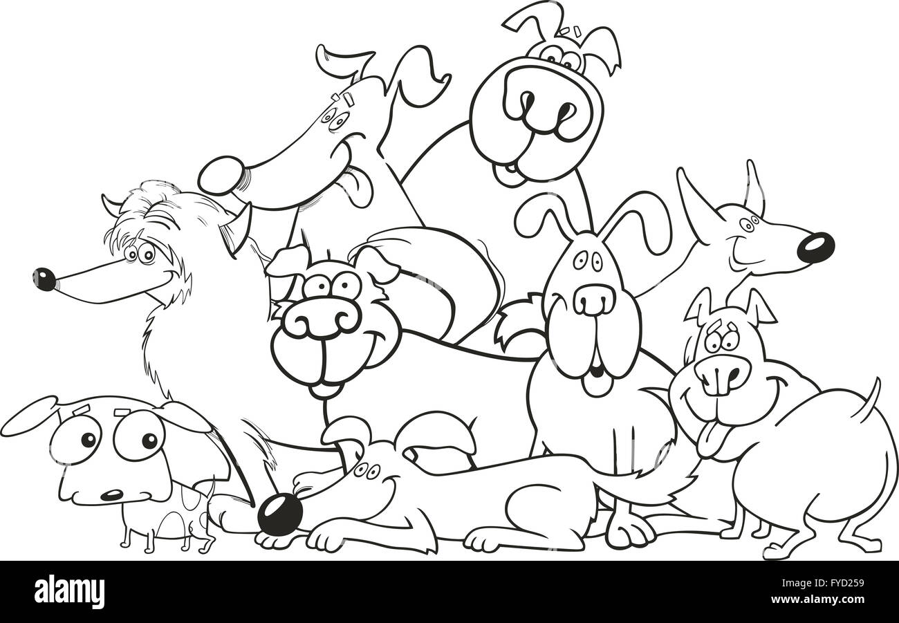 Cartoon group dogs coloring hi-res stock photography and images - Alamy