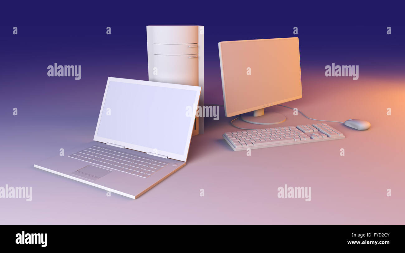 Laptop and Desktop PC Stock Photo - Alamy
