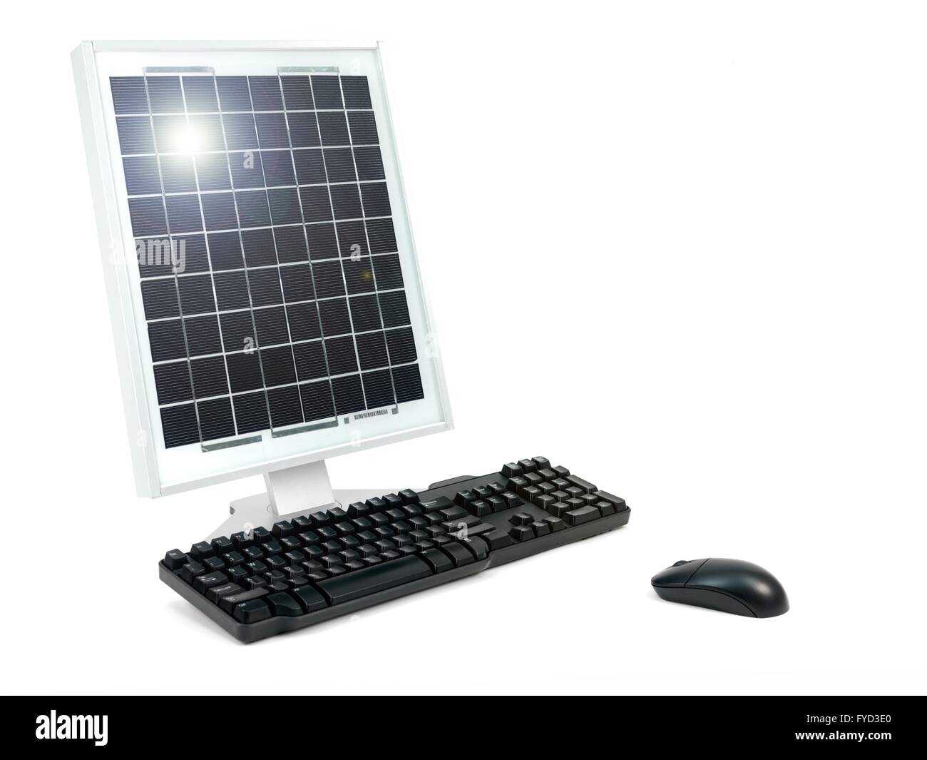 A solar panel desktop computer isolated against a white background ...