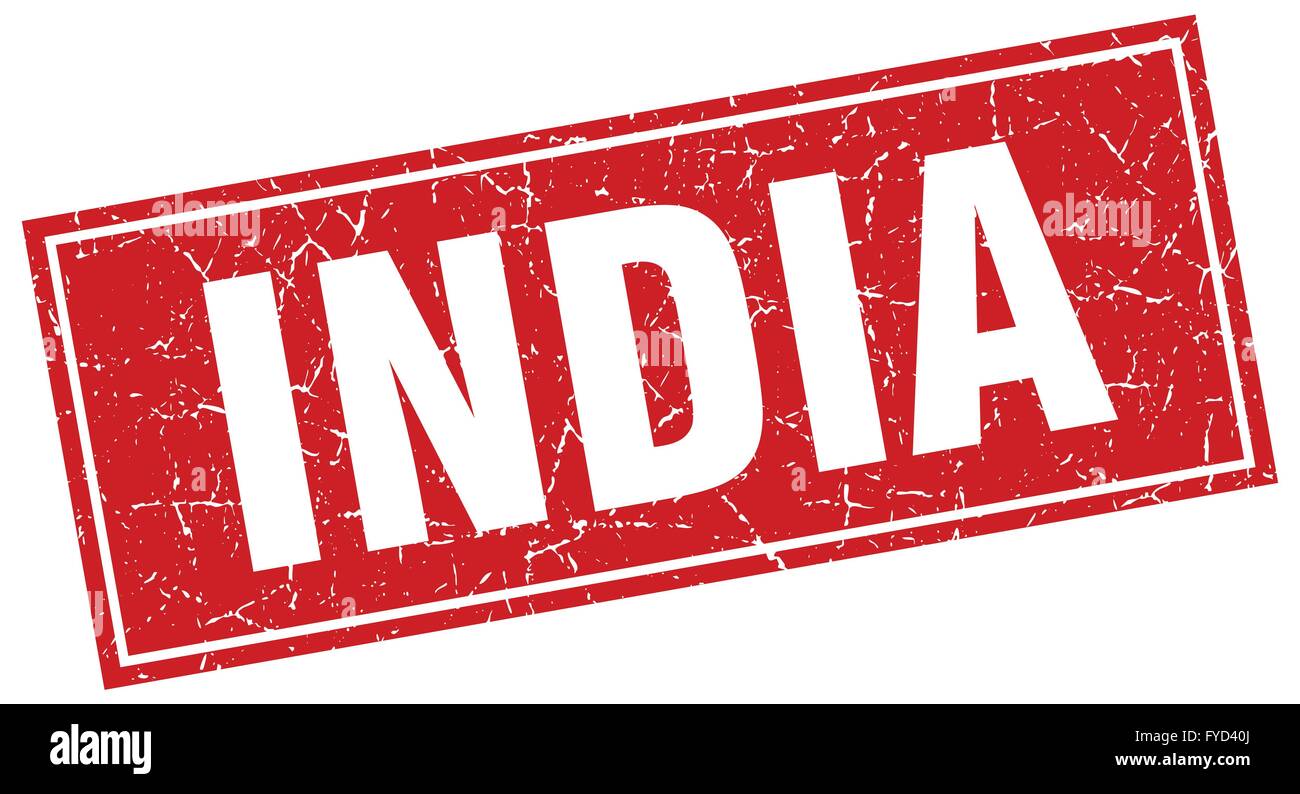 India red square grunge hi-res stock photography and images - Alamy