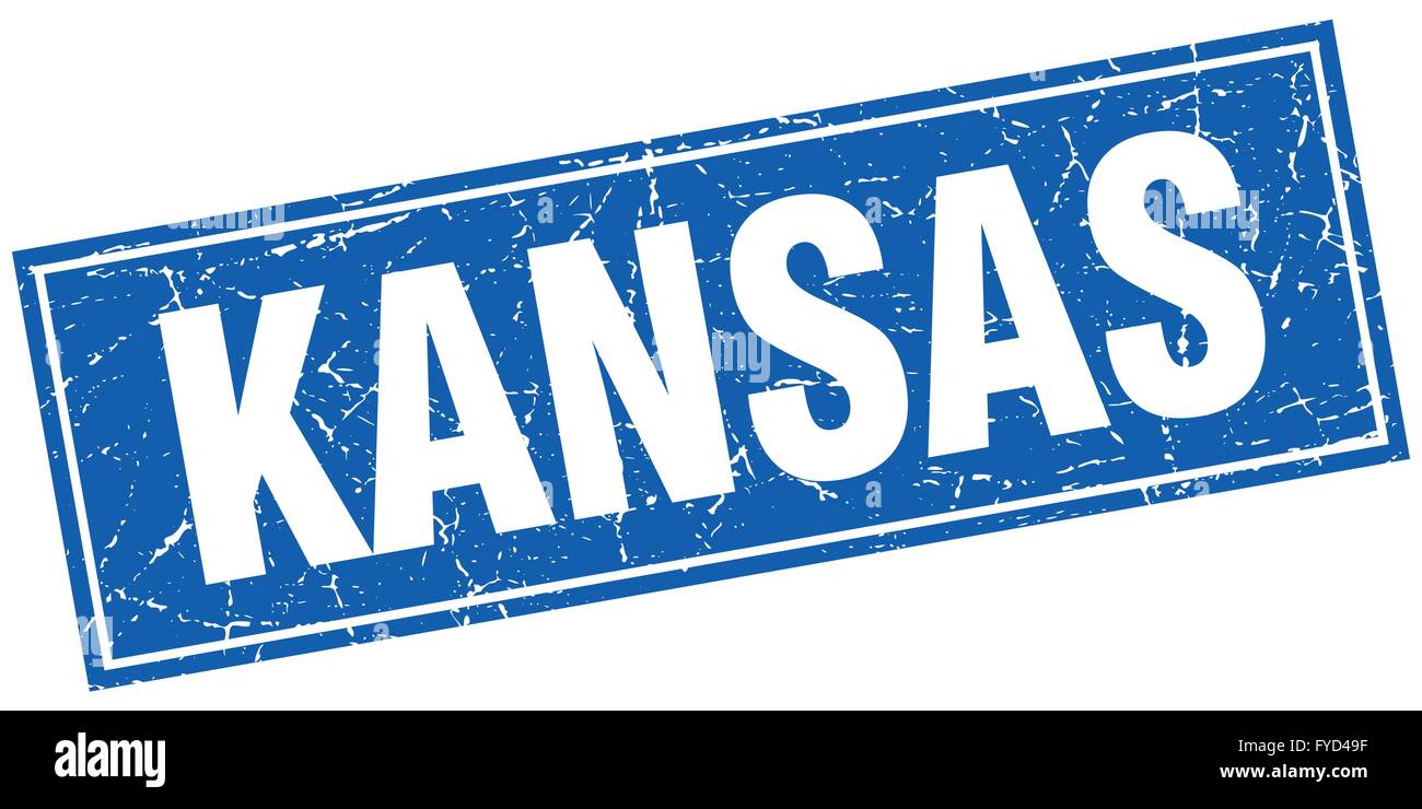 Kansas blue square grunge vintage isolated stamp Stock Vector Image ...