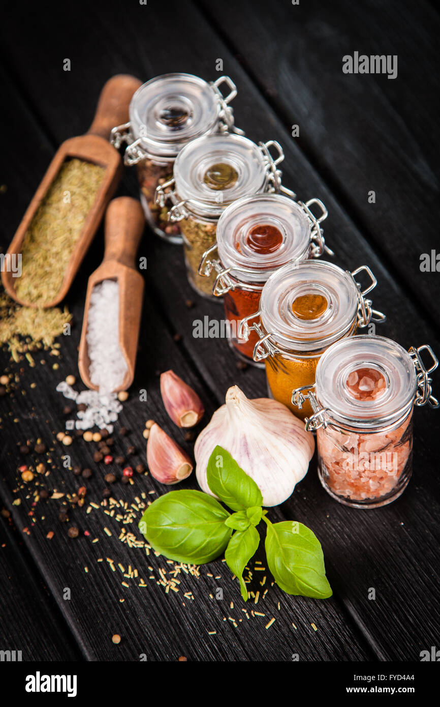 Set of different herbs and spice Stock Photo - Alamy