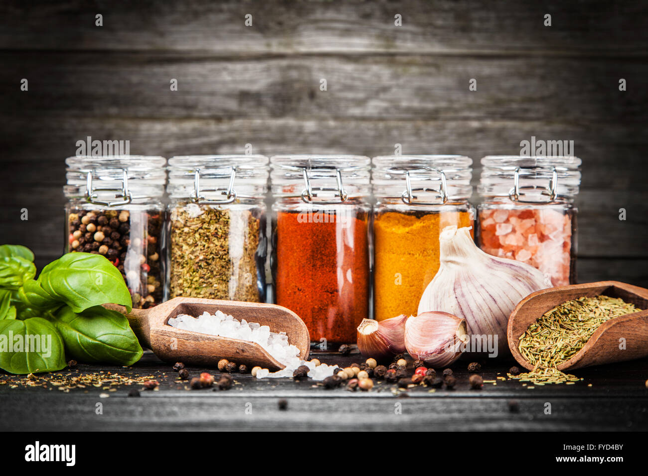 Set of different herbs and spice Stock Photo - Alamy