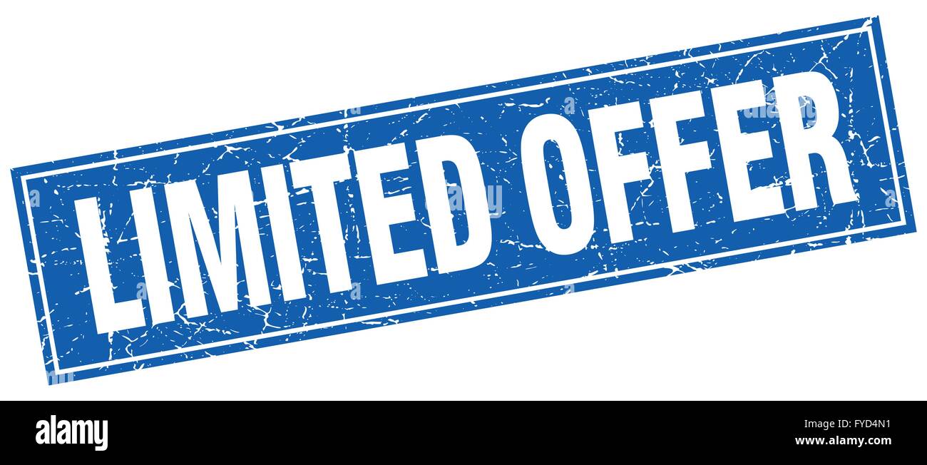 limited offer blue square grunge stamp on white Stock Vector Image ...