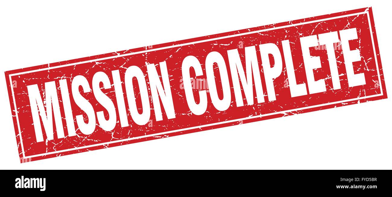 mission complete red square grunge stamp on white Stock Vector Image ...