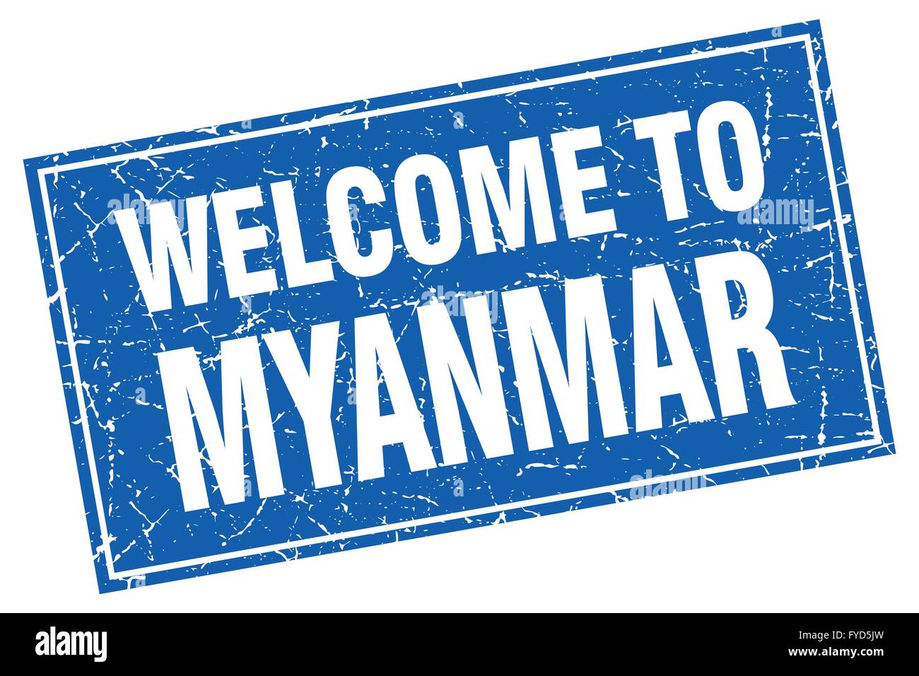 Myanmar blue square grunge welcome to stamp Stock Vector Image & Art ...