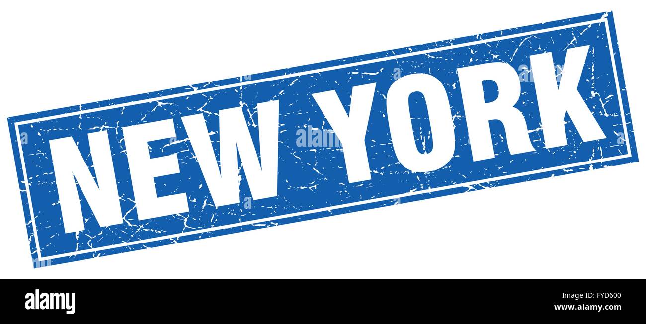 New York blue square grunge vintage isolated stamp Stock Vector Image ...