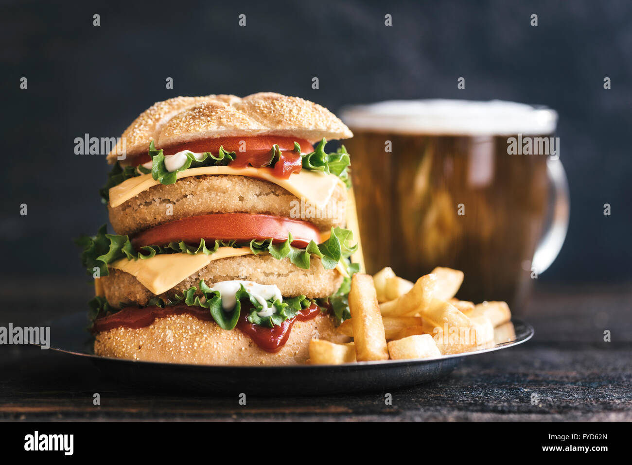 Double fish cheese burger hi-res stock photography and images - Alamy
