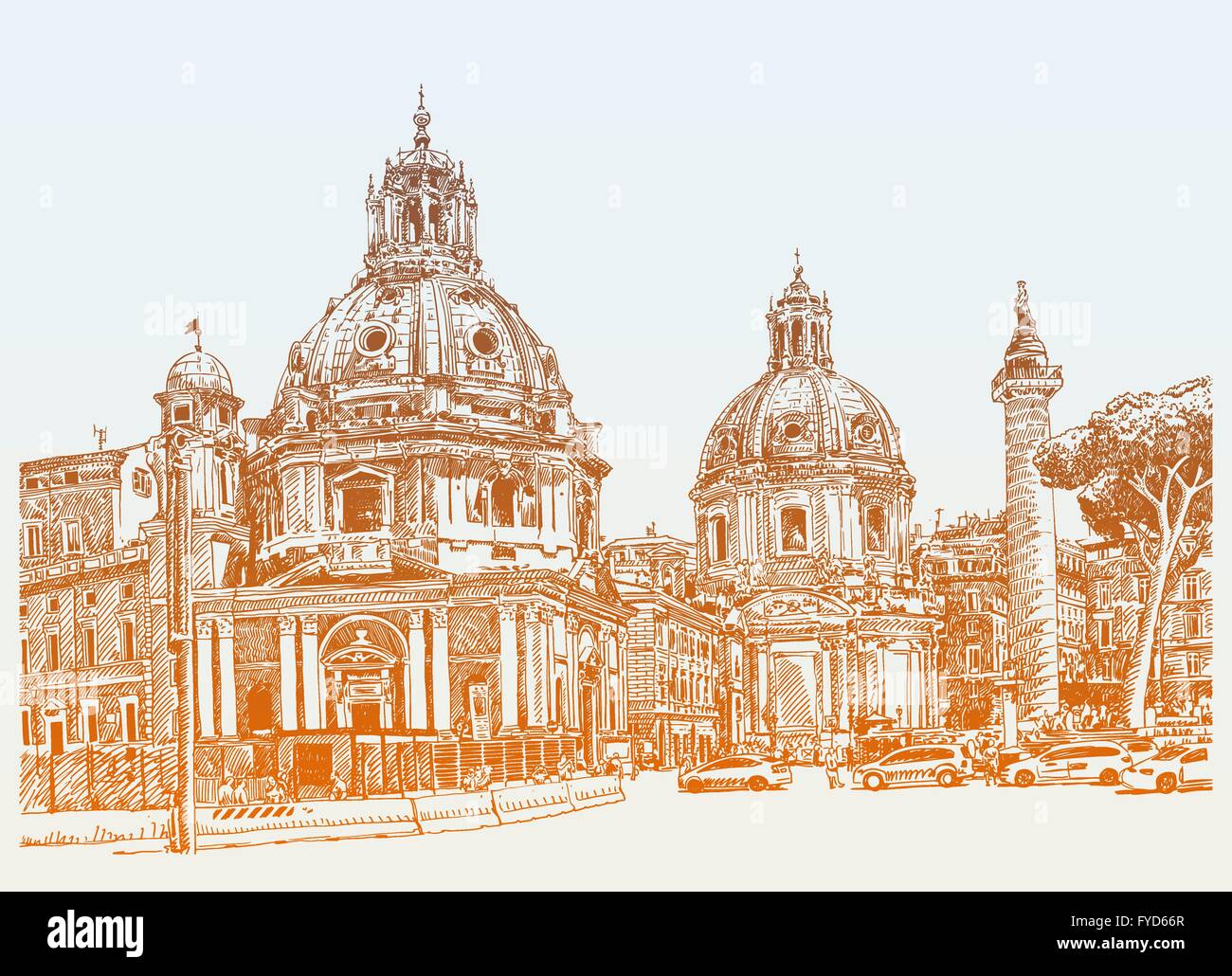 original digital drawing of Rome Italy cityscape for your travel Stock ...
