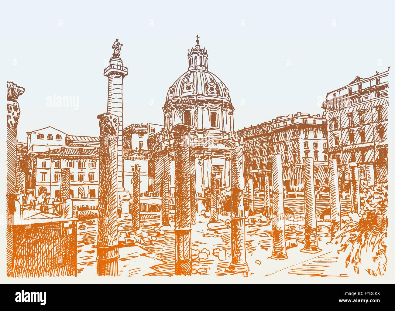 Hand Sketches Of Rome Sketch Hand Drawing Of Rome Italy Famous