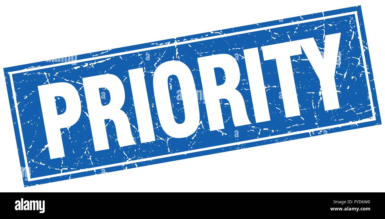 priority blue square grunge stamp on white Stock Vector Image & Art - Alamy