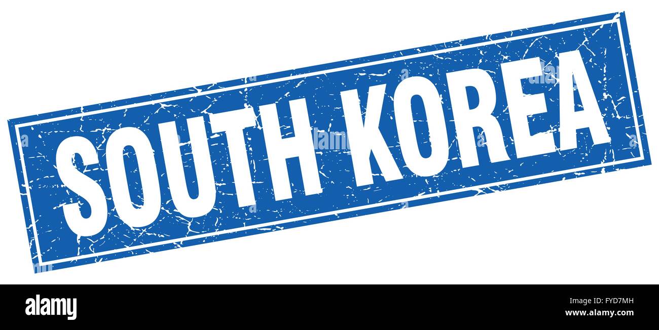 South Korea blue square grunge vintage isolated stamp Stock Vector ...